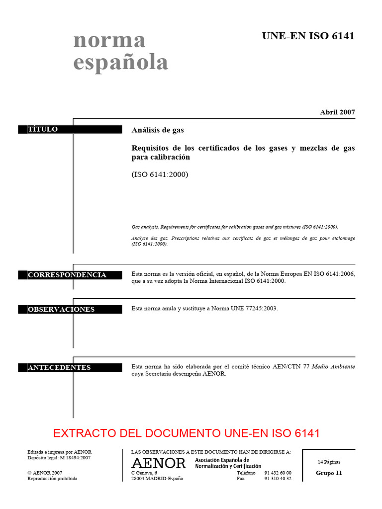 (Ex) Une-En Iso 6141 2007 | PDF
