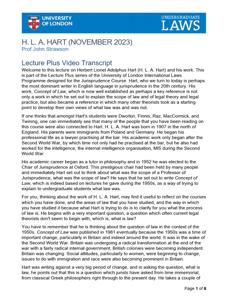 Jurisprudence Lecture Plus Transcript (Nov 2023) | PDF | Jurisprudence | Precedent