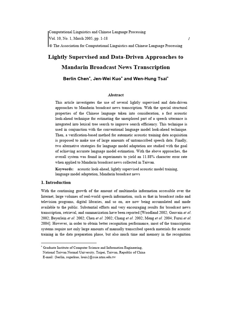 Lightly Supervised and Data-Driven Approaches To | PDF | Speech Recognition | Chinese Language