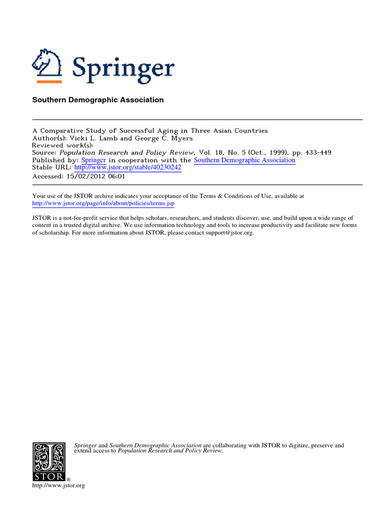 Successful Aging in Three Asian Countries | PDF | Ageing | Housewife