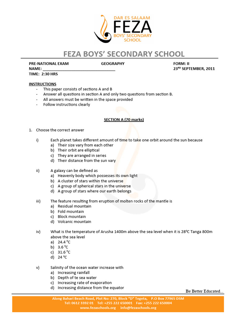 Geog.F2 FEZA BOYS PRE ÑATIONAL | PDF | Agriculture | Climate