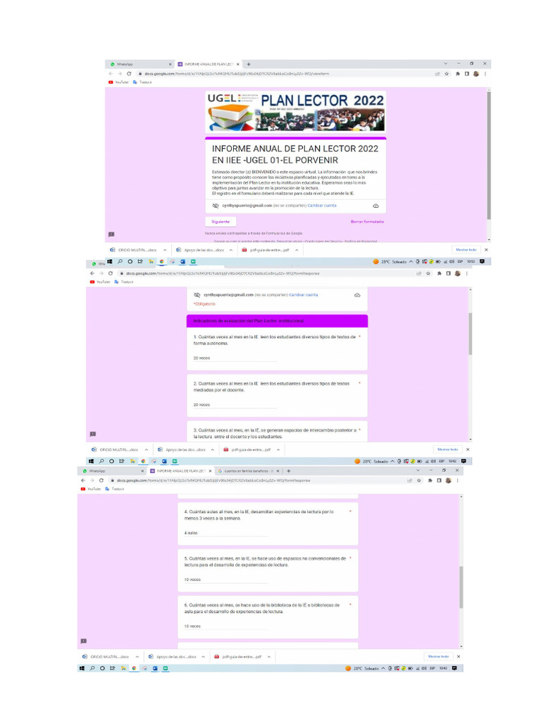 formulario del plan lector | PDF