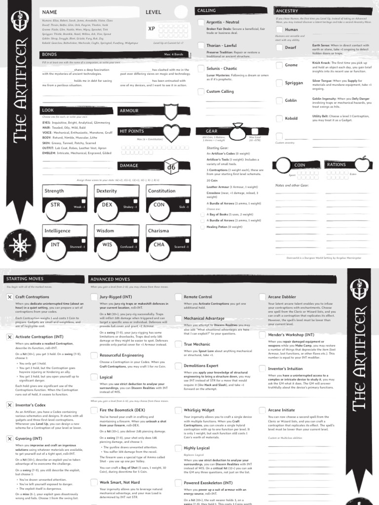 Artificer Class Guide for Dungeon World | PDF