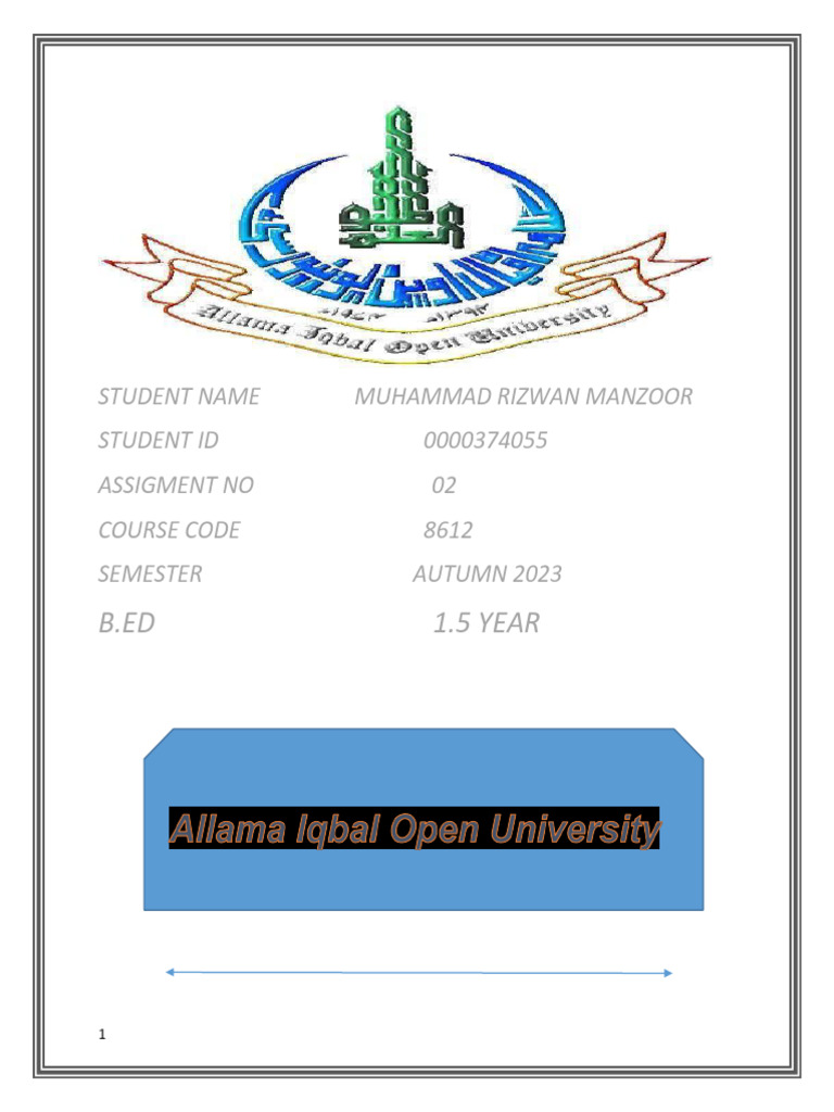 (8612) 2nd Assignment RIZWAN | PDF | Learning | Teachers