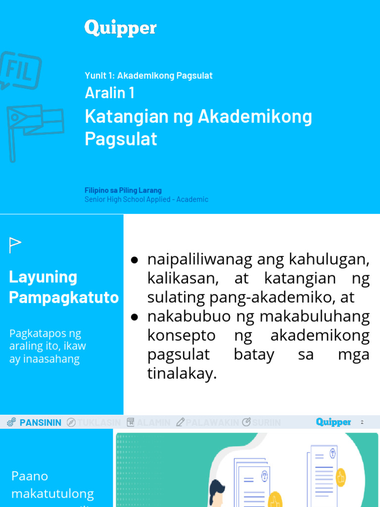 Aralin 1 Katangian NG Akademikong Pagsulat - 0 | PDF