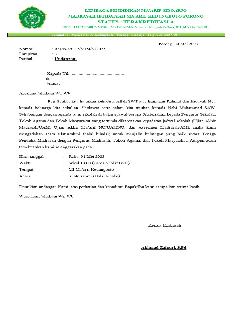 Surat Undangan Halbi | PDF