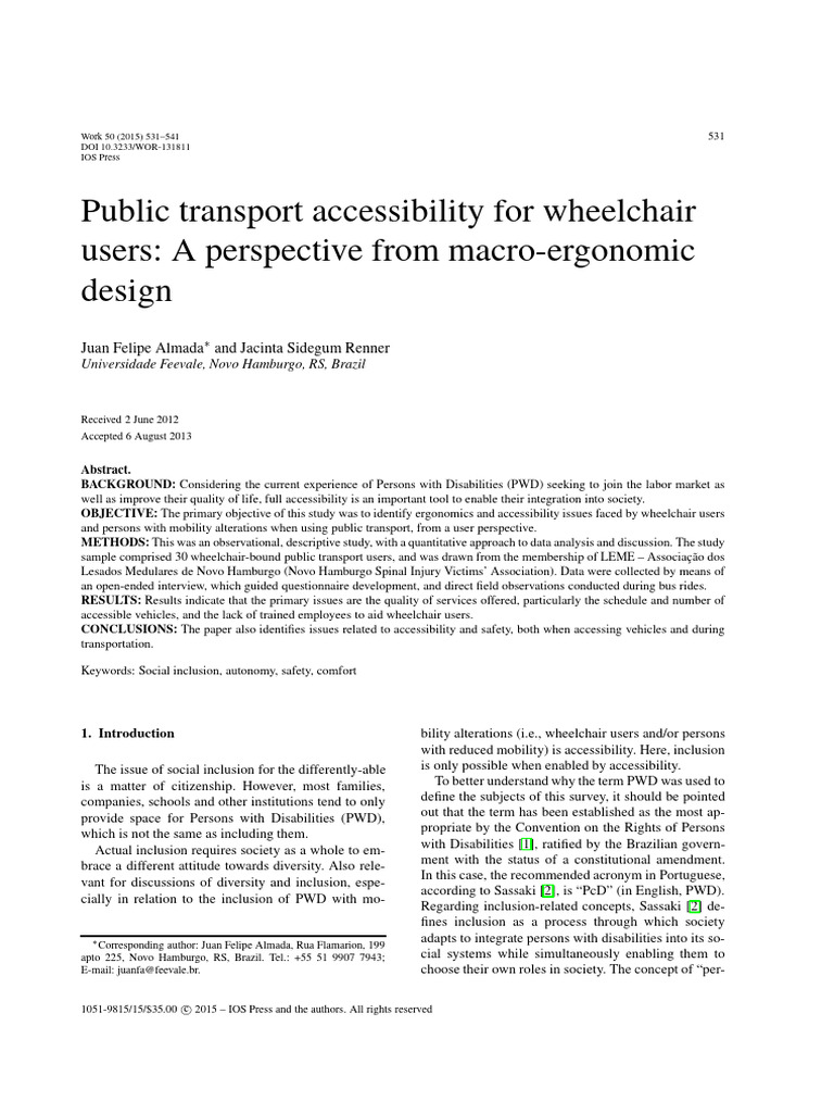 Public Transport Accessibility for Wheelchair Users | PDF | Accessibility | Disability