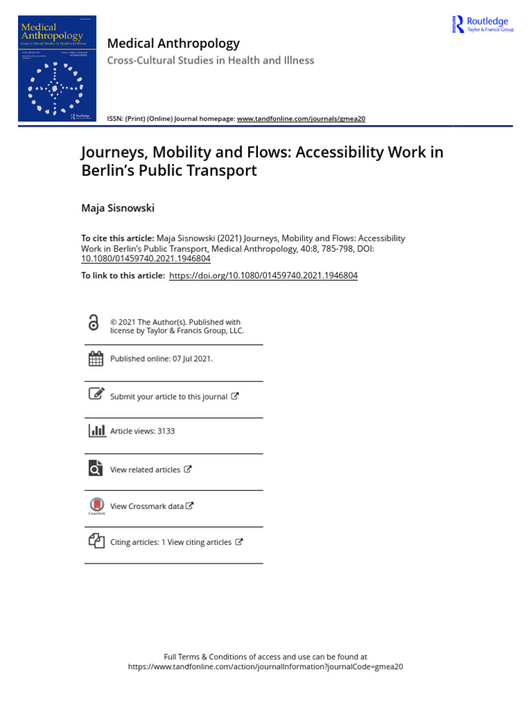 1 - Journeys, Mobility and Flows Accessibility Work in Berlin's Public Transport | PDF ...