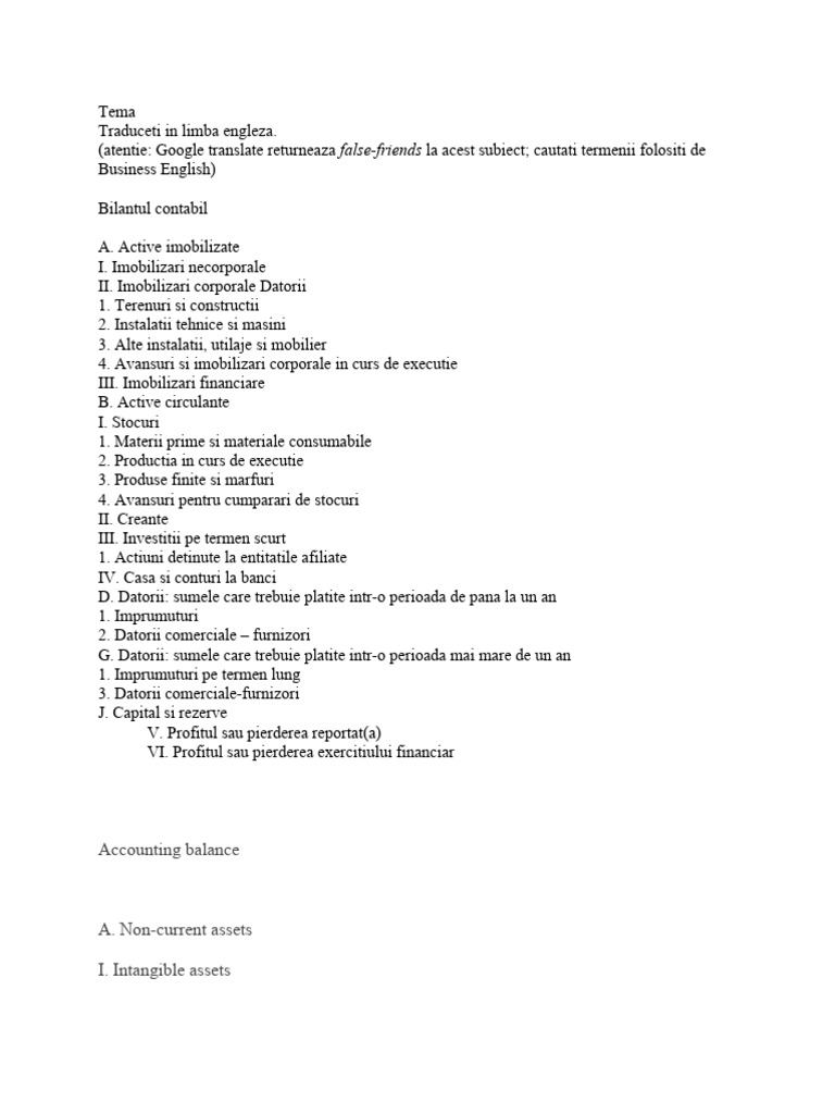 Accounting Balance Sheet Translation | PDF