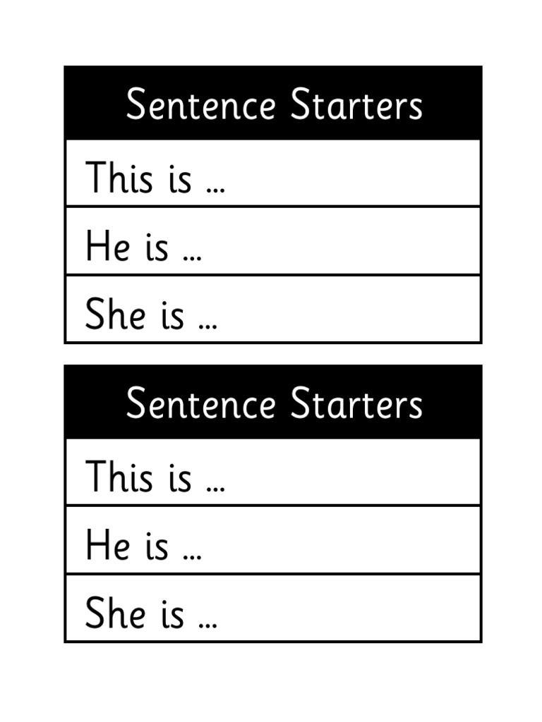 Sentence Starters | PDF
