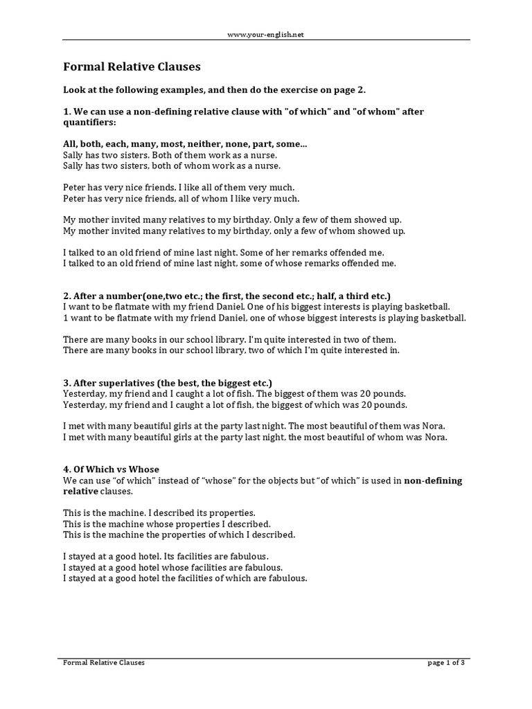 Formal Relative Clauses | PDF