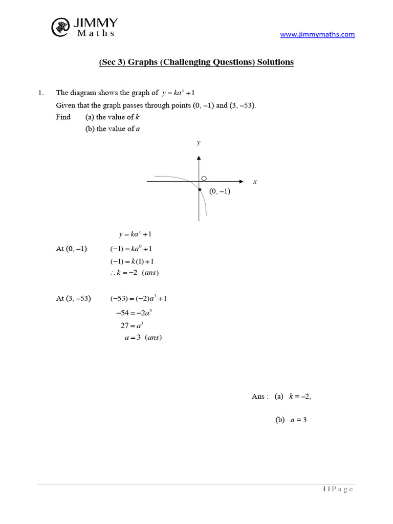 Sec 3 Graphs Challenging Questions Solutions | PDF | Cartesian ...