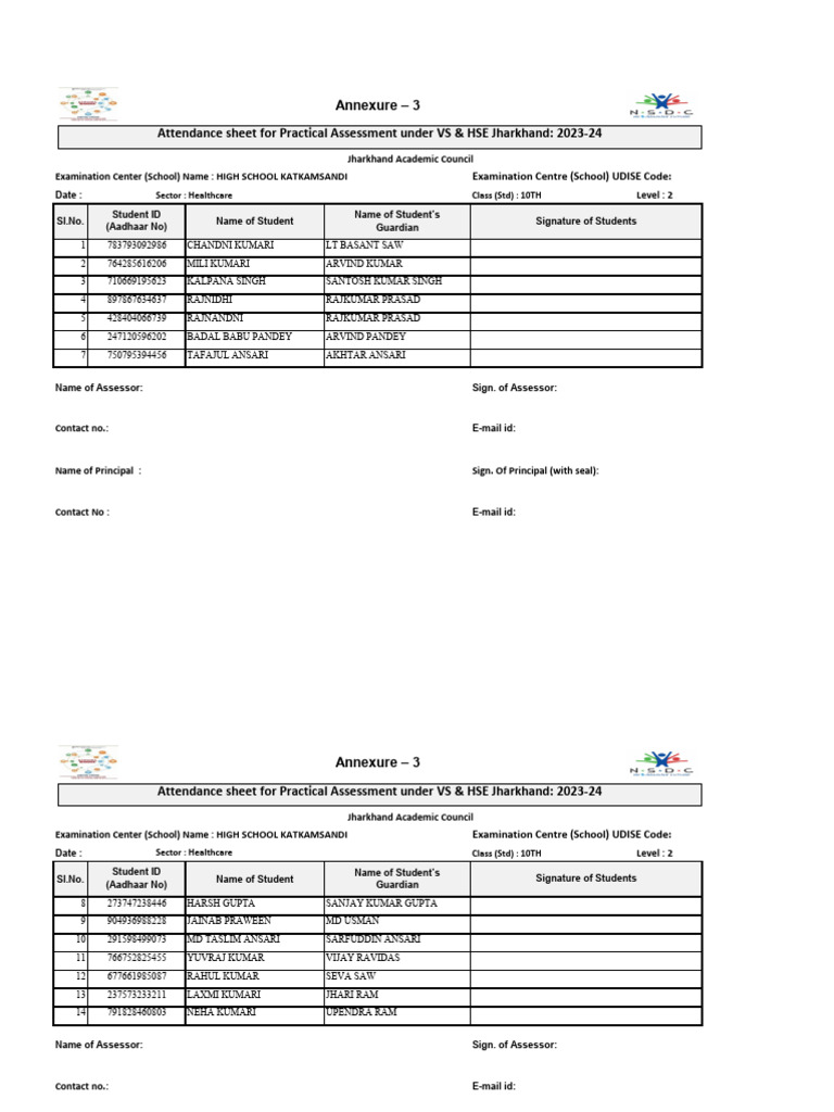 Annexure 3-10th-High School Katkamsandi | PDF