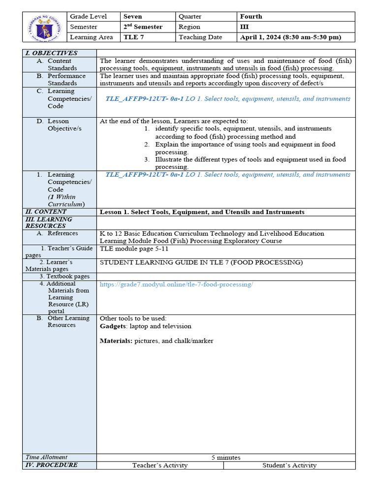 DLP Foodprocessing 1 | PDF | Food Processing | Learning