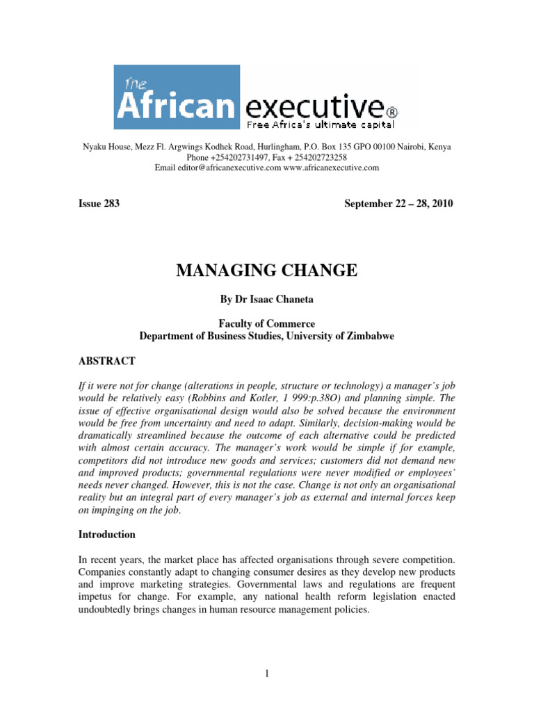 07 Managing Change | PDF | Decision Making | Systems Theory