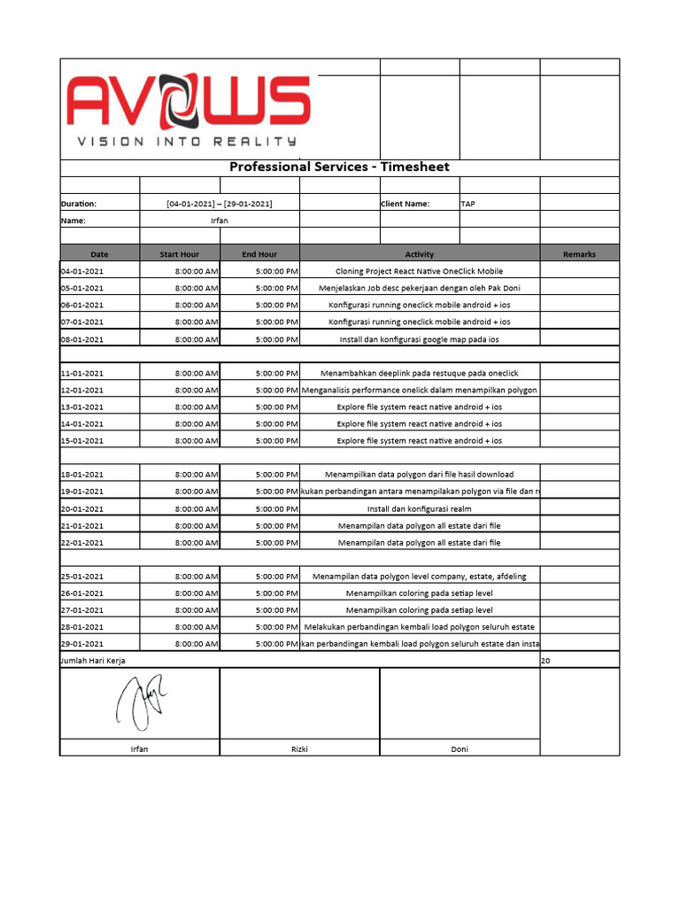 Timesheet Irfan Feb 2024 | PDF | Ios | Android (Operating System)
