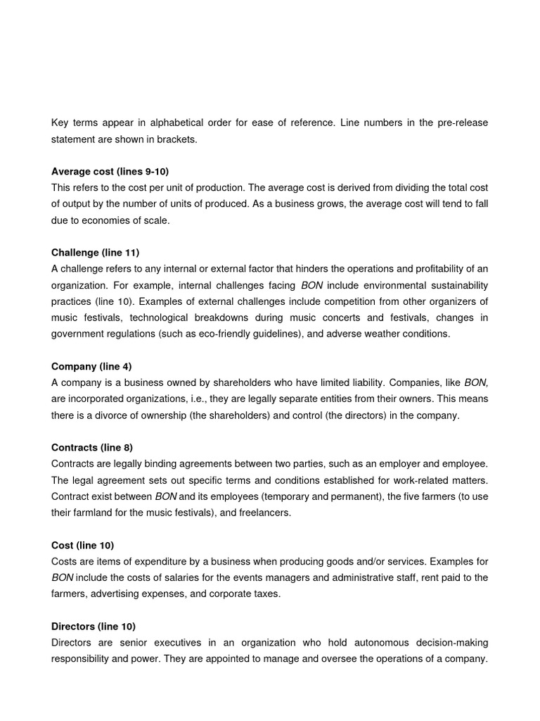 Key Terminologies For The Case IB Business Management May 2024 | PDF | Brand | Pricing