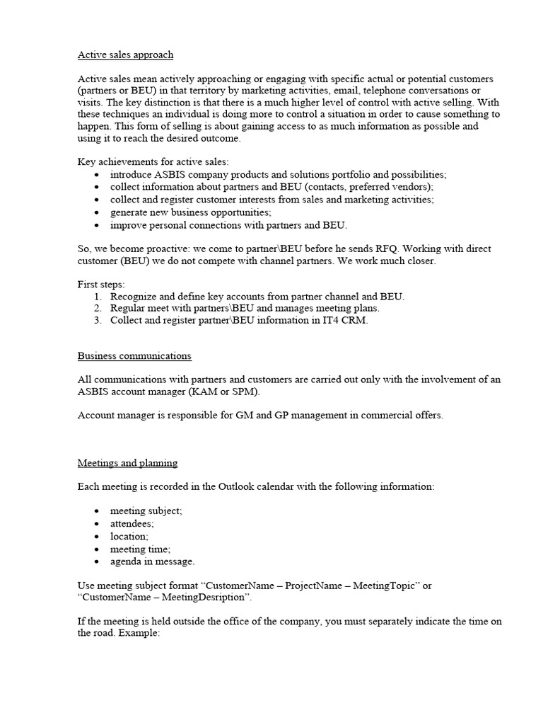 Active sales approach | PDF | Sales | Customer Relationship Management