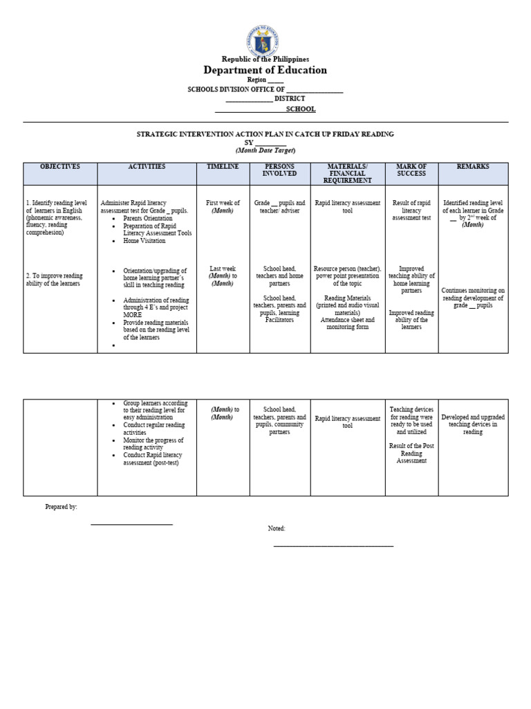 Catch-Up Friday Reading Action Plan | PDF | Literacy | Cognitive Science