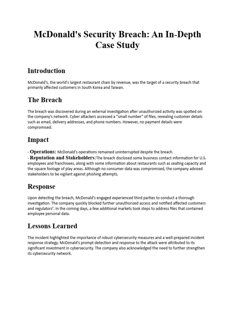 McDonald Case Study | PDF | Computer Security | Security