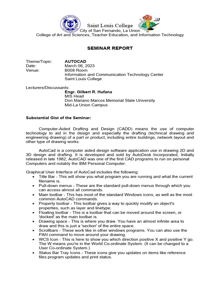 ELECTCOG2 Seminar Report Template | PDF | Computer Aided Design | Auto Cad