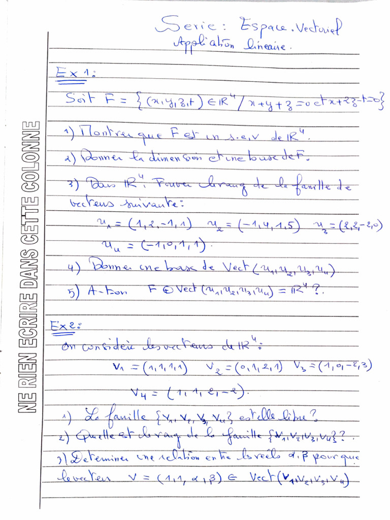 Série Espace Vectoriel App Linéaire | PDF