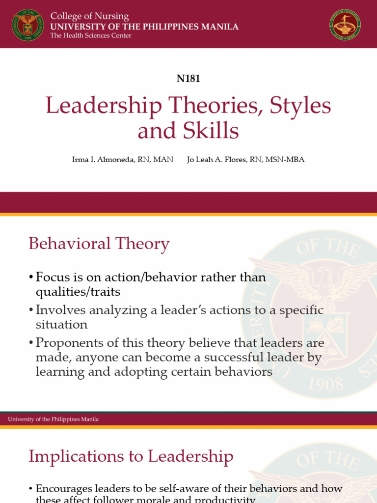 Leadership Theories, Styles and Skills - R | PDF | Leadership | Transformational Leadership