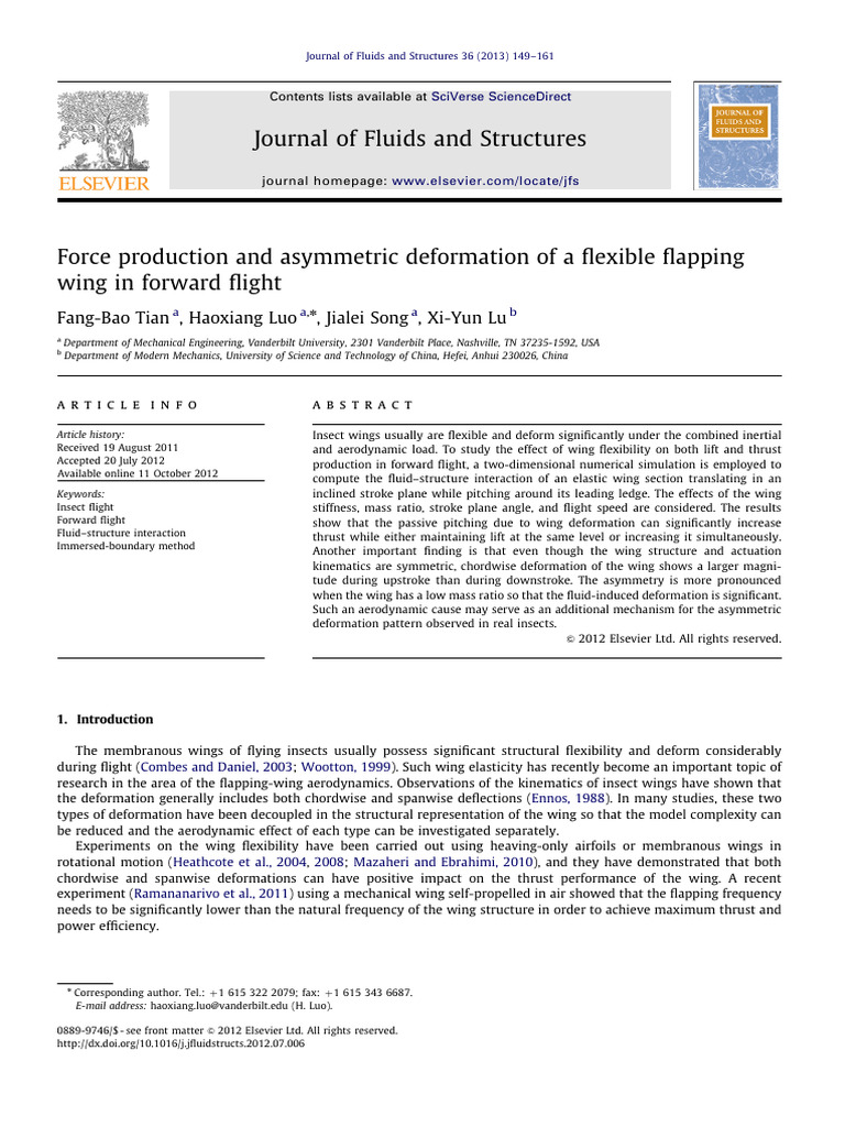 Force Production and Asymmetric Deformation of A Flexible Flapping Wing ...