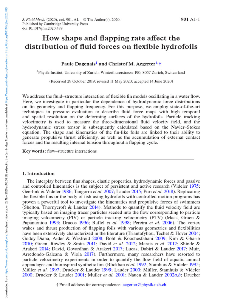 How Shape and Flapping Rate Affect The Distribution of Fluid Forces On Flexible Hydrofoils | PDF ...