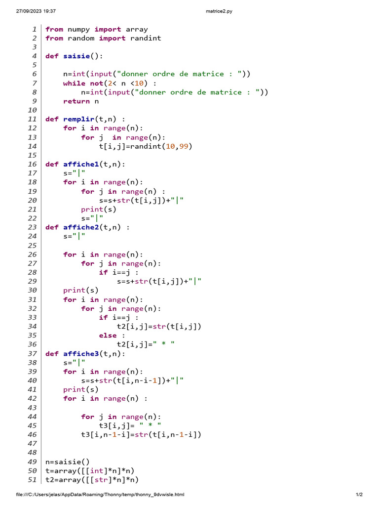Matrix Operations with NumPy | PDF | Teaching Methods & Materials | Science & Mathematics