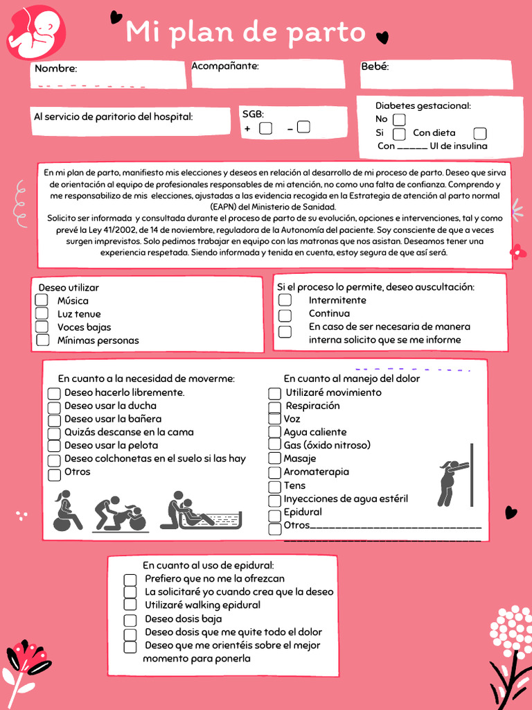 Plan de Parto 1 | Descargar gratis PDF | Parto | Seccion de cesárea