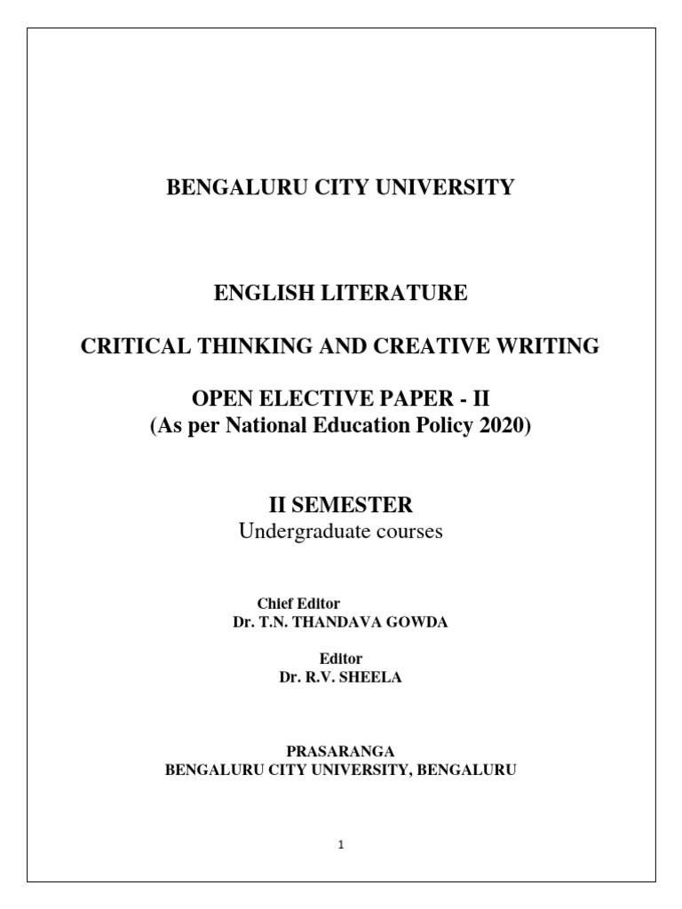 Critical Thinking and Creative Writing - 2nd Sem - Pre-Final | PDF ...