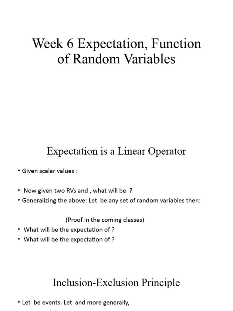 Week 6_A_Expectation, Function of Random Variables | PDF Week 6_A_Expectation, Function of Random Variables | PDF