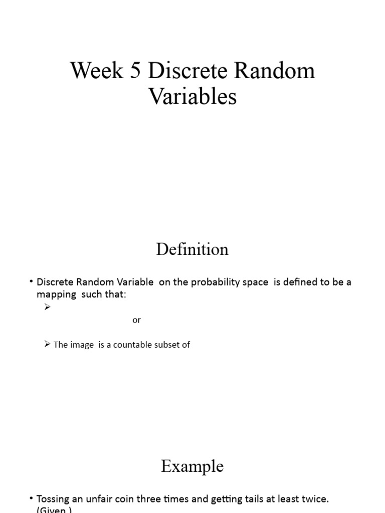 Week 5 Discrete Random Variables | PDF