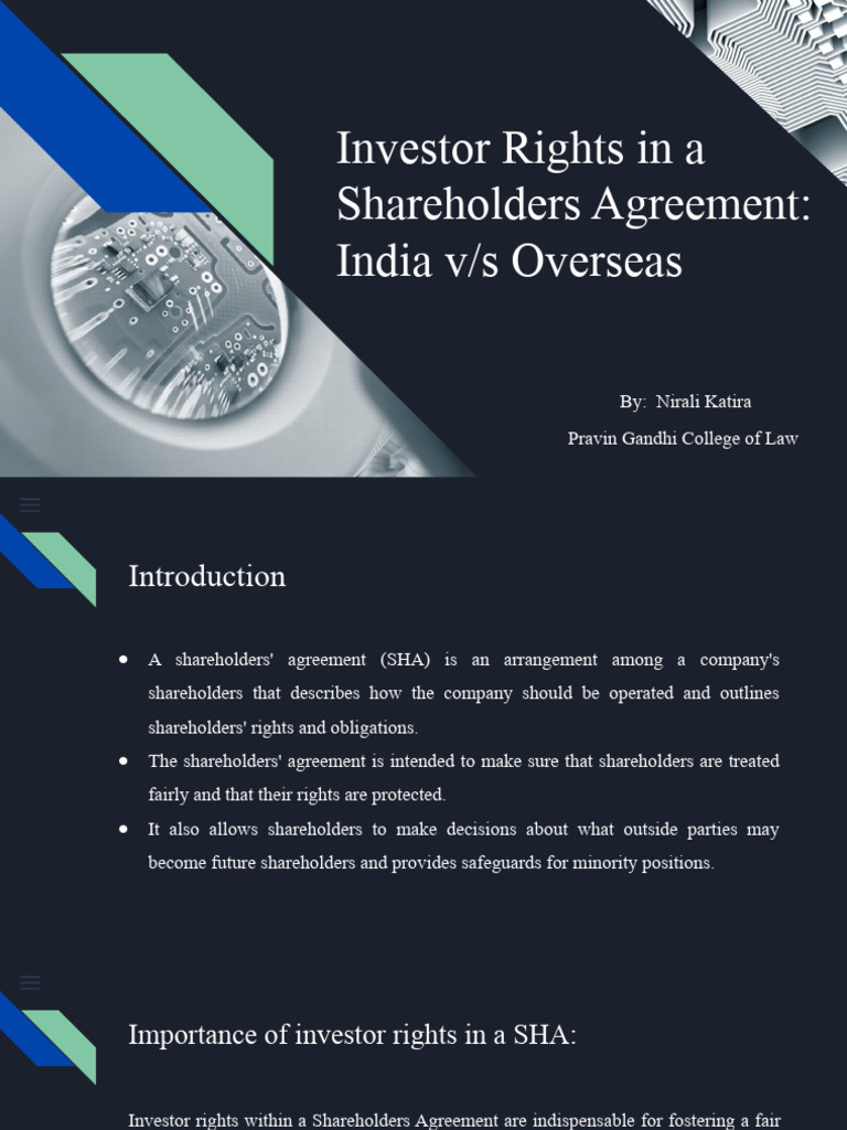 Investor Rights in SHA - BTG Advaya Presentation - Nirali Katira | PDF ...