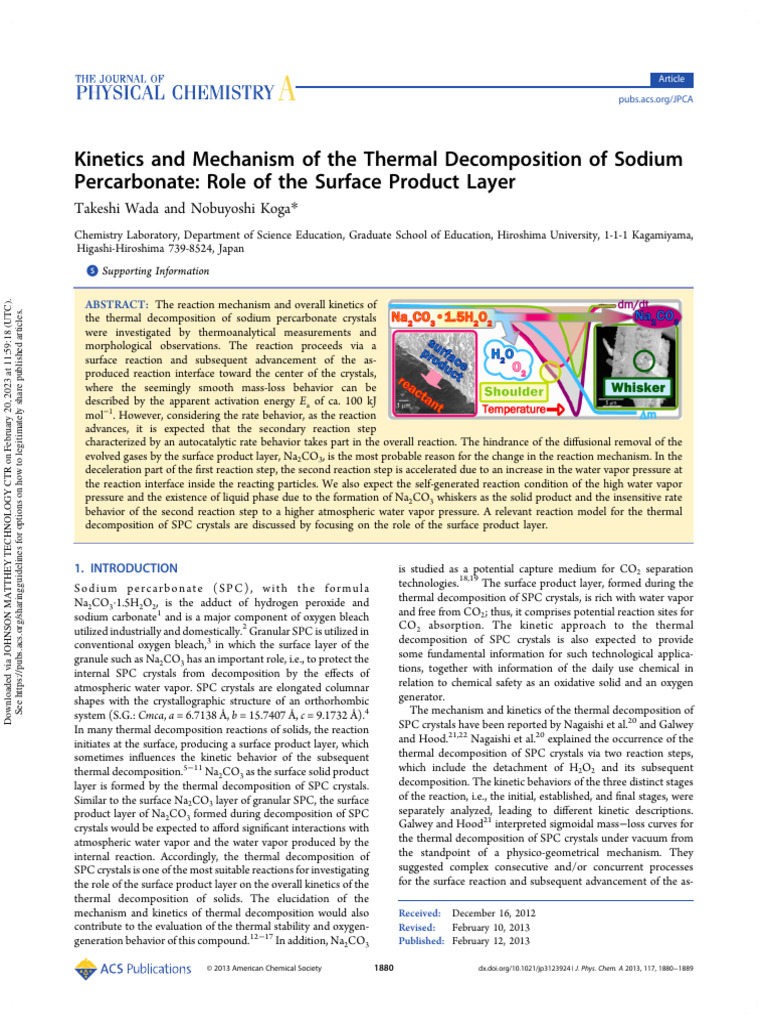 Sodium Percarbonate Decomposition | PDF | Chemical Reactions | Chemical ... Sodium Percarbonate Decomposition | PDF | Chemical Reactions | Chemical ...