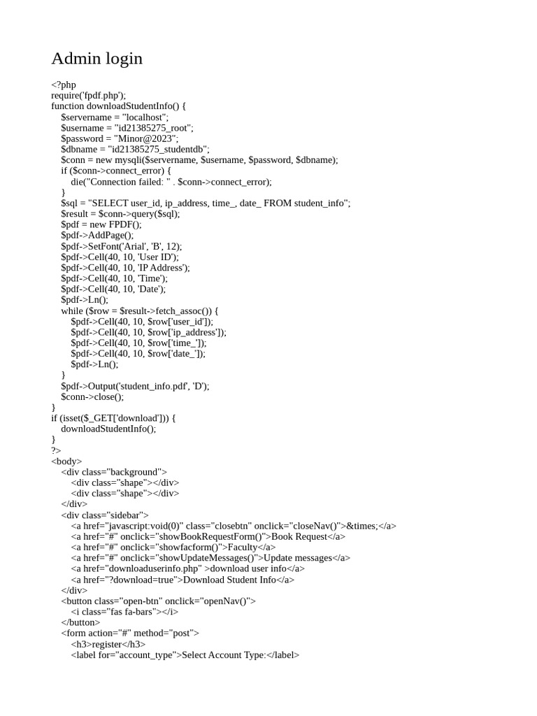 Minor Code | Download Free PDF | User (Computing) | Data Management