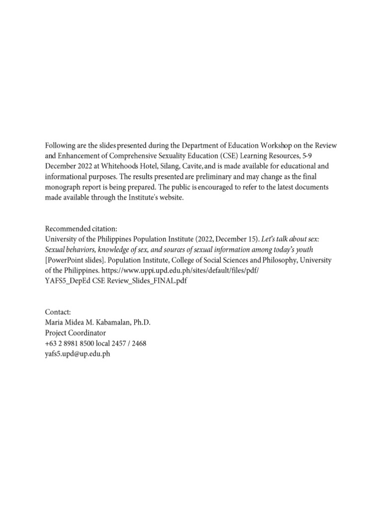 Yafs5 Deped Cse Review Final | PDF | Sexual Orientation | Sexual ...