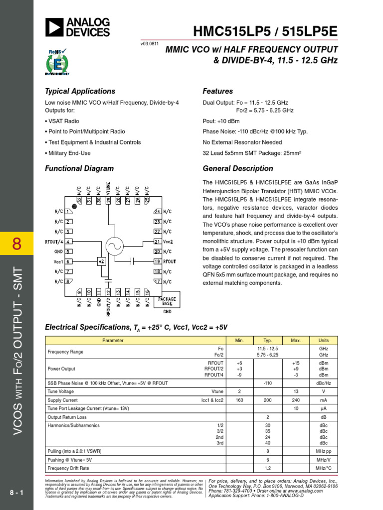 HMC 515 | PDF | Electrical Engineering | Electronics