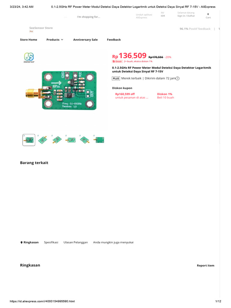 RF Power Meter 0.1-2.5GHz Detektor Daya | PDF