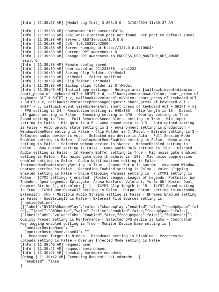 Medal App Configuration Log | PDF | Keyboard Shortcut | File System