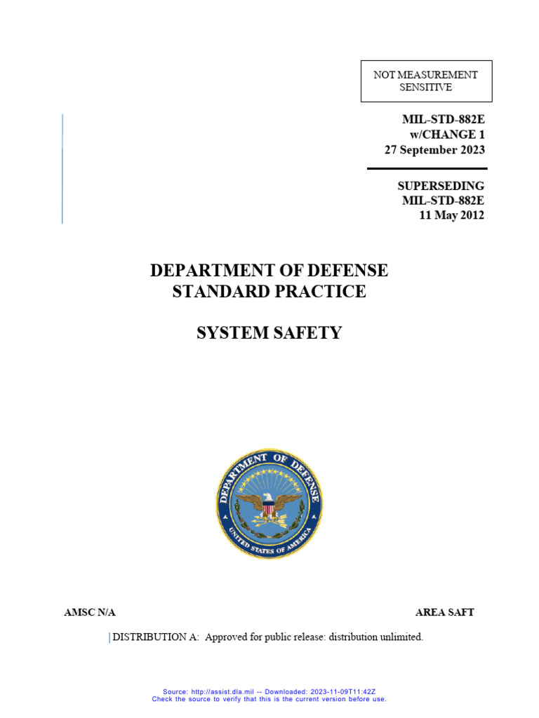MIL STD 882E Change 1 | PDF | Risk | Systems Engineering