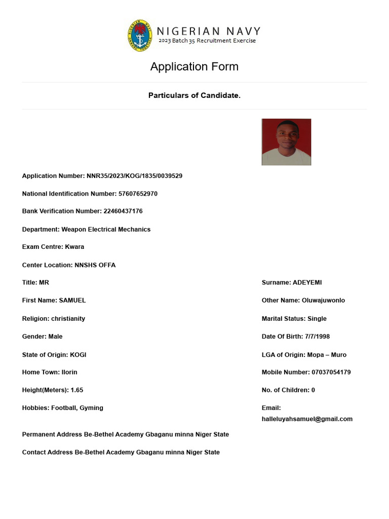 Sammy Navy _ Form | PDF