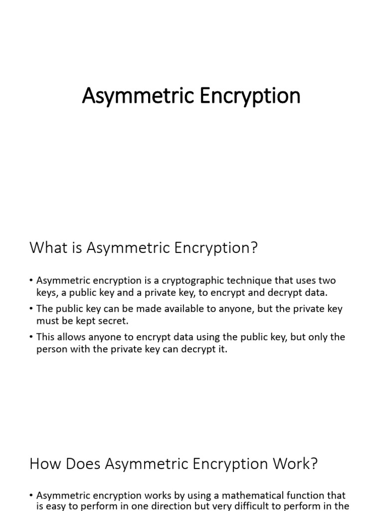 Asymmetric Encryption | PDF | Public Key Cryptography | Cryptography