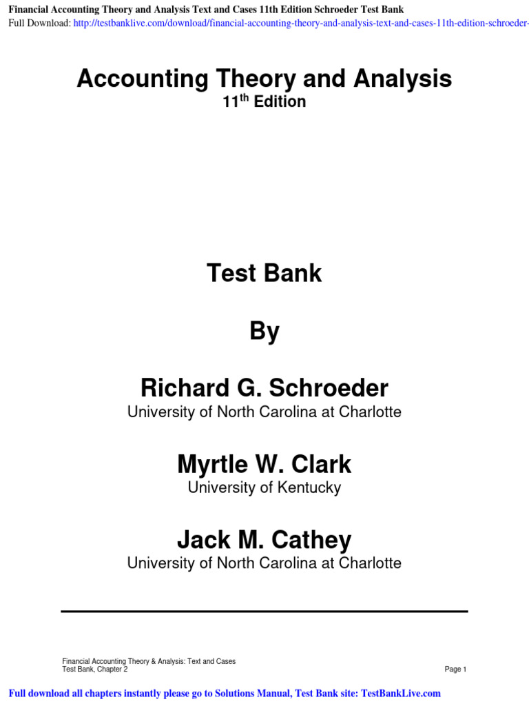 Test Bank for Accounting Theory 11th Ed. | PDF | Information | Accounting