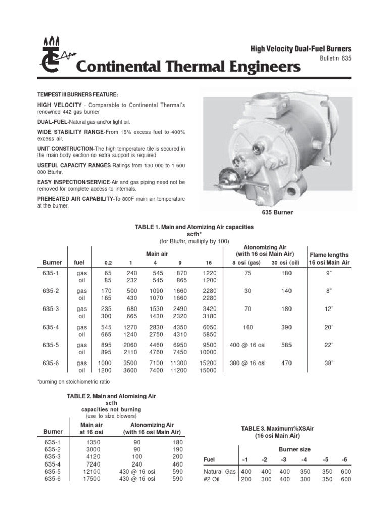 Continental Thermal Engineers: High Velocity Dual-Fuel Burners | PDF ...