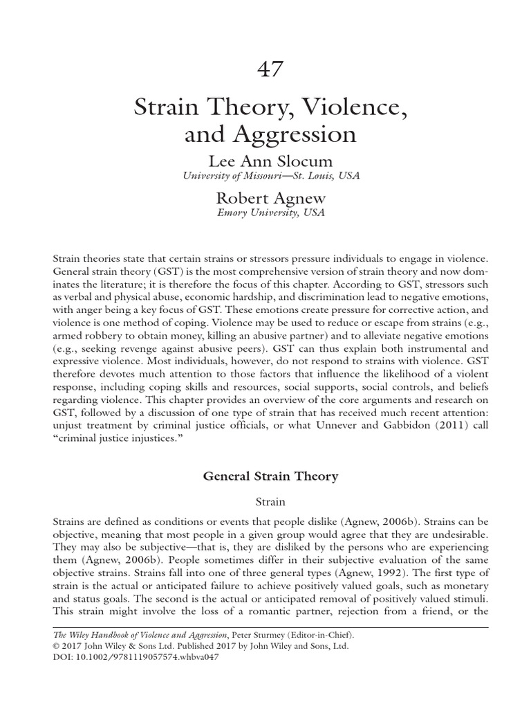General Strain Theory and Violence | PDF | Anger | Violence