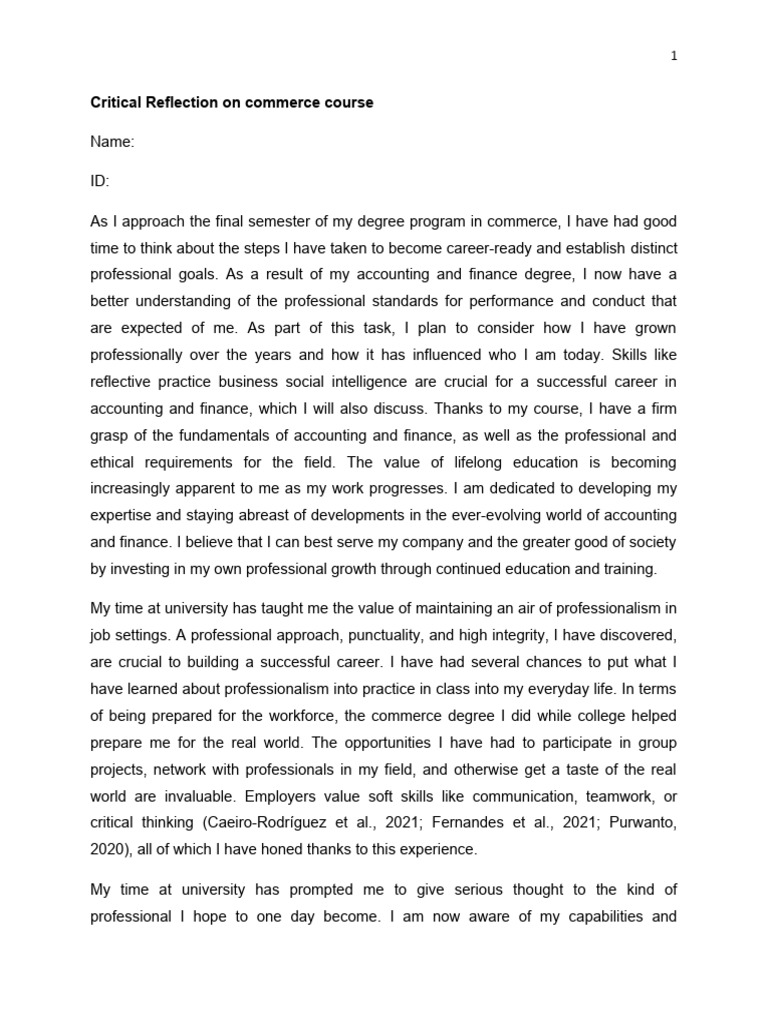 Reflective statement-1500 words | PDF | Critical Thinking | Accounting Reflective statement-1500 words | PDF | Critical Thinking | Accounting