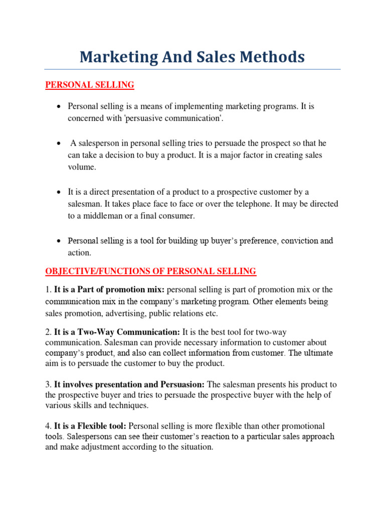 Marketing & SALES Methods | PDF | Sales | Marketing