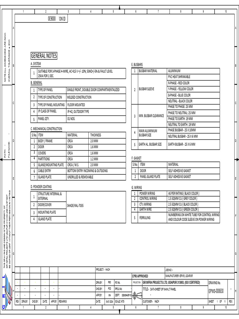 3.main LT Panel-2000a - 24.01.24 | PDF | Electricity | Materials